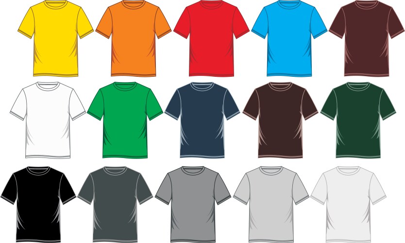 Set color male tshirt template realistic mockup Vector Image
