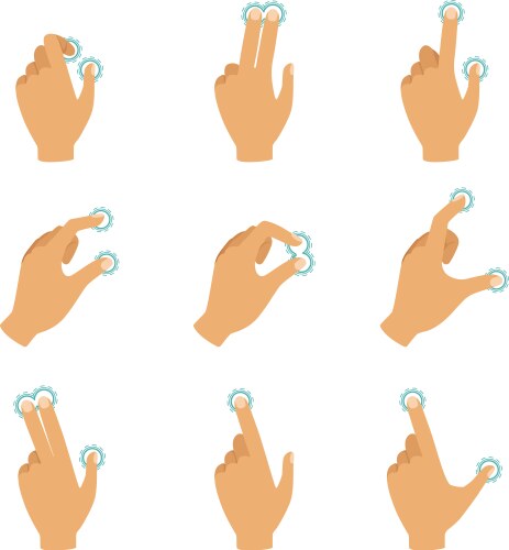 Touch screen hand gestures touching Royalty Free Vector Touch screen hand gestures touching Royalty Free Vector