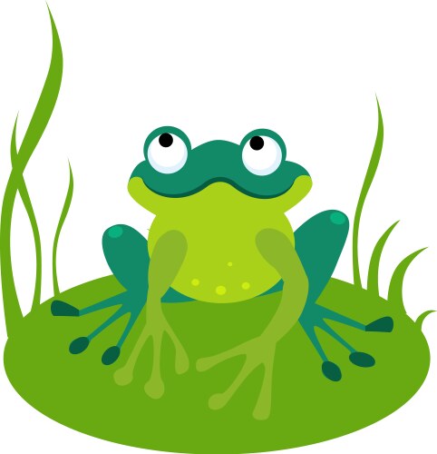 Cute green frog with protruding eyes jumping Vector Image