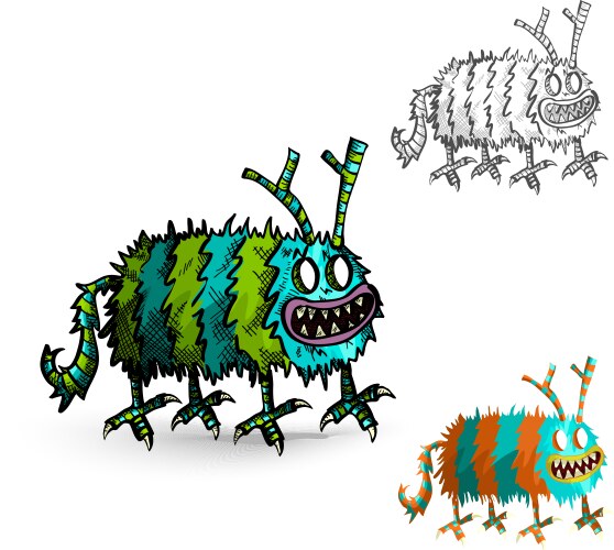 Strange creatures fictional monsters imaginary Vector Image