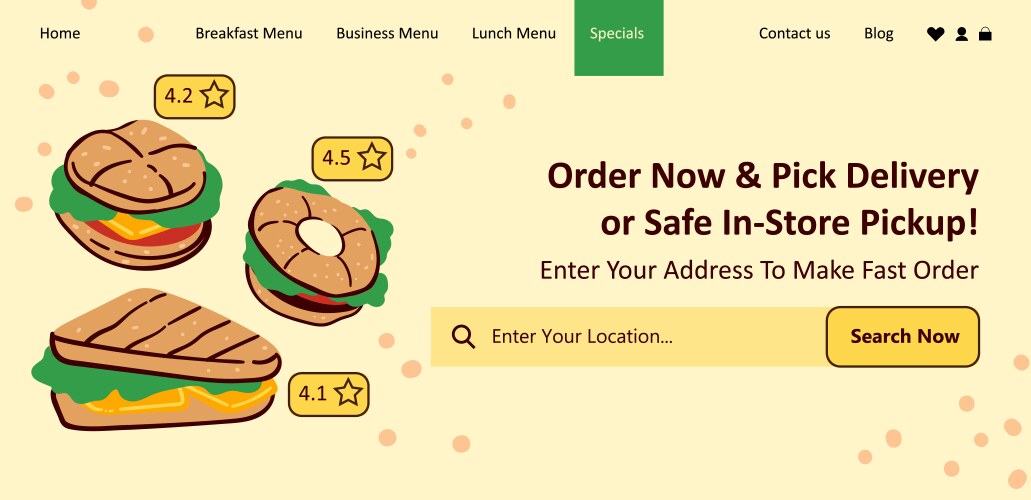 Food delivery application flat icons set Vector Image