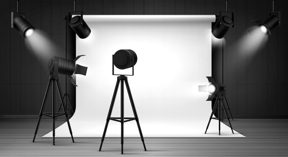 Photography studio photo backdrop and spotlight Vector Image