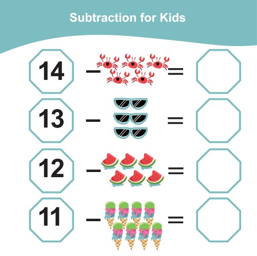 Multiplication for kids worksheet Royalty Free Vector Image