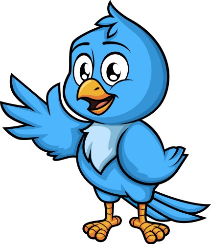 Blue bird eating bread crumbs cartoon clip art Vector Image