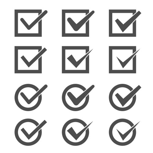 Set hand drawn check v signs isolated Royalty Free Vector