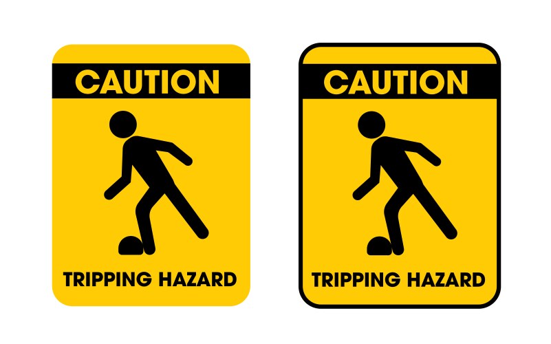 Tripping hazard warning sign icon set danger Vector Image