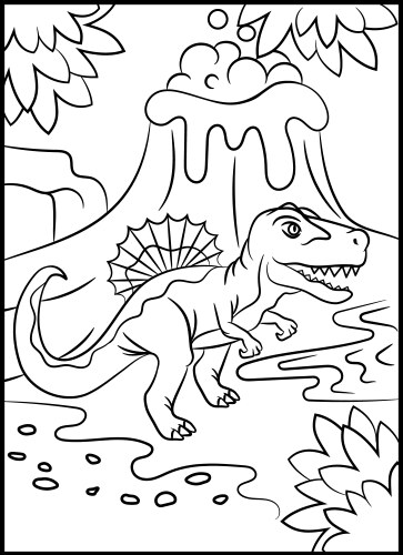 Dinosaur coloring page kids preschool activity Vector Image