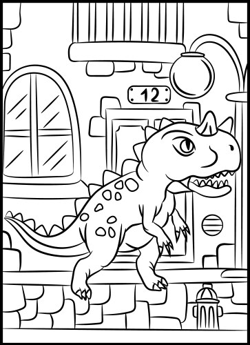 Dinosaur coloring page kids preschool activity Vector Image