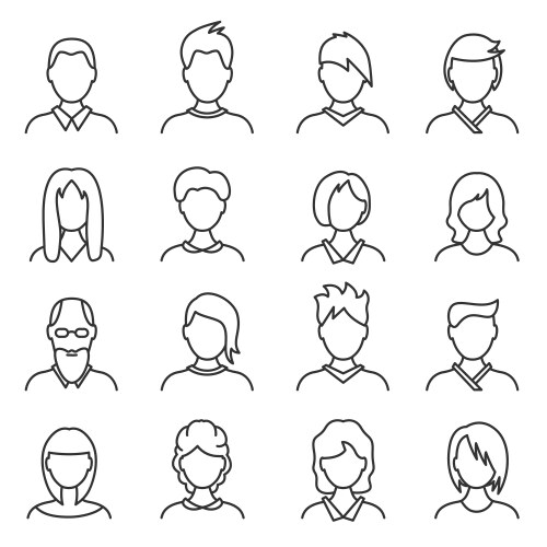 Woman and man face line icons female male profile Vector Image