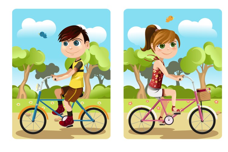 Children riding bicycle Royalty Free Vector Image