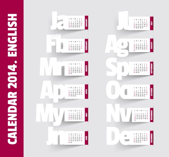 2014 calendar Royalty Free Vector Image - VectorStock