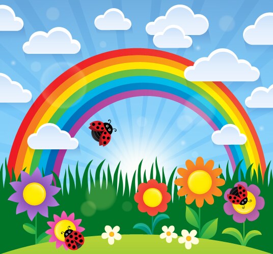 Spring theme landscape 2 Royalty Free Vector Image