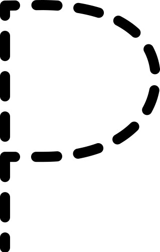 Tracing alphabet letter p lowercase prewriting Vector Image