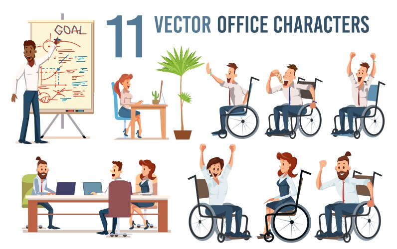Funny Office Boy Character Set Royalty Free Vector Image
