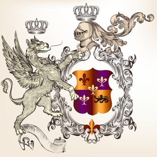 Collection of heraldic vintage elements Royalty Free Vector