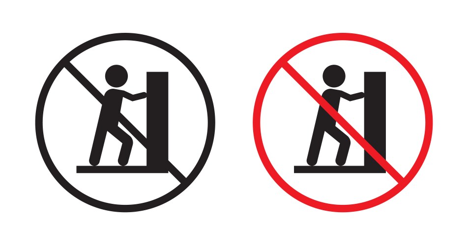 Do not push sign icon set red warning circle Vector Image
