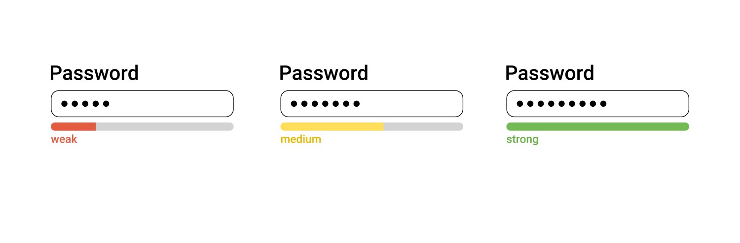 Password weak medium strong interface Royalty Free Vector Password weak medium strong interface Royalty Free Vector
