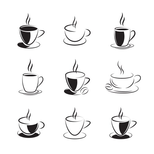 Coffee and tea cups Royalty Free Vector Image - VectorStock