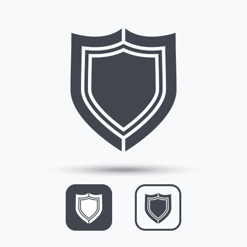 Grey icon of shield and two crossed swords Vector Image
