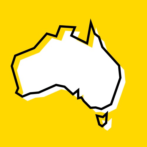 Australia - solid black silhouette map of country Vector Image