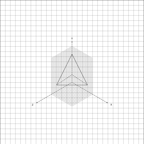 Tetrahedral pyramid on coordinate grid notebook Vector Image