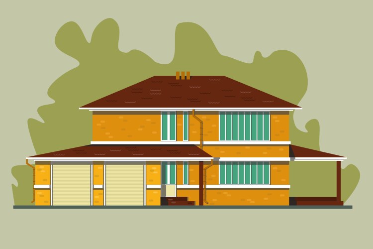 Facade a two-storey brick house side view Vector Image