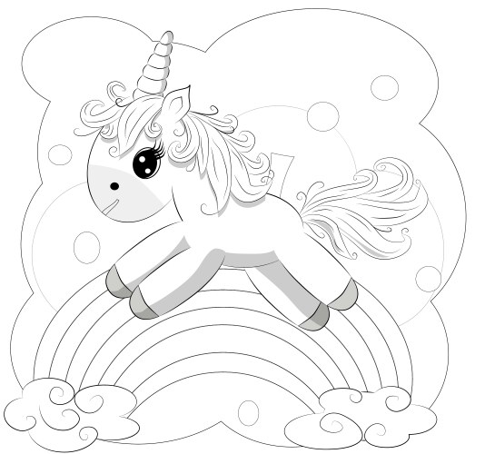 Coloring pages little pony and rainbow Royalty Free Vector