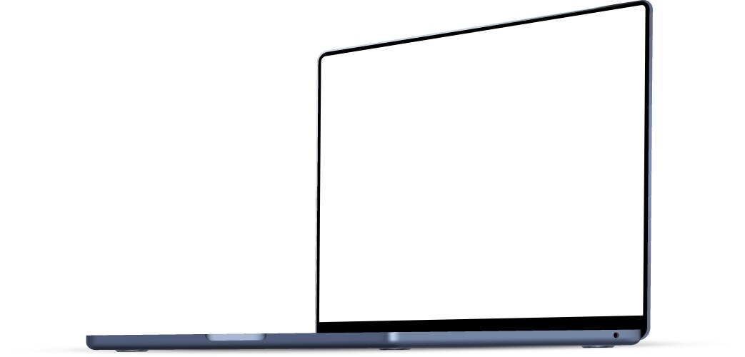 Modern dark blue laptop mockup with blank screen Vector Image