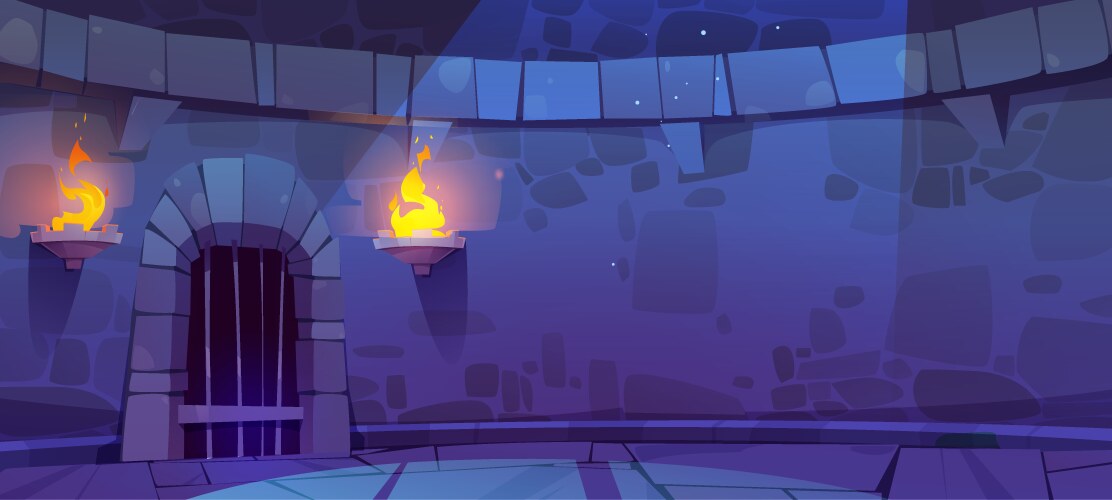 Castle medieval dungeon prison with stone wall Vector Image