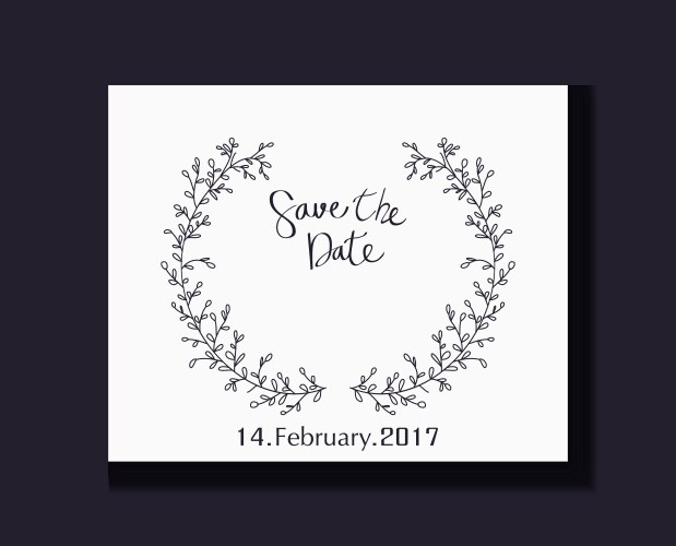 Dark blue wedding invitation card template Vector Image