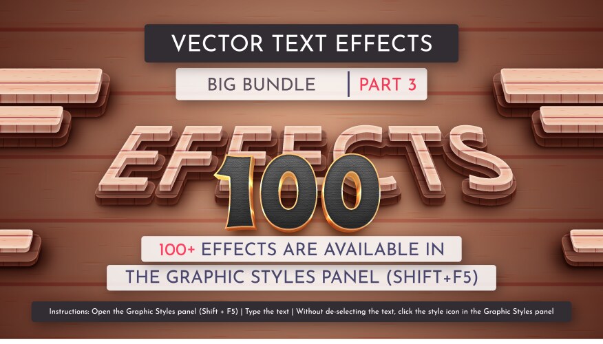 100 editable text effects mega bundle Royalty Free Vector