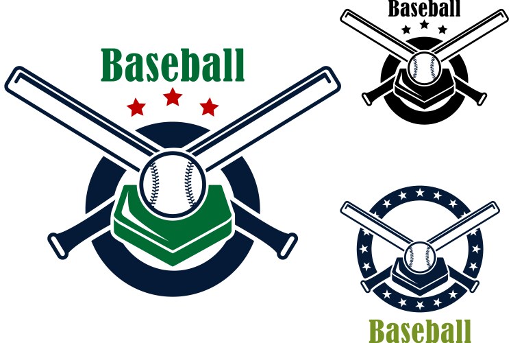 Baseball helmet and crossed bats Royalty Free Vector Image