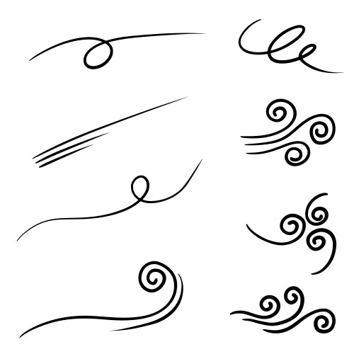 Wind doodle blow gust design isolated on white Vector Image