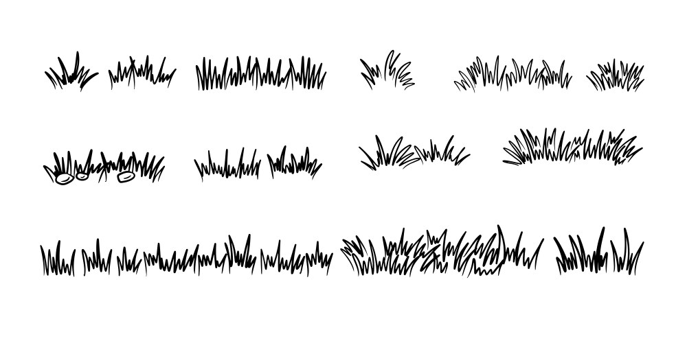 Grass doodle sketch style set hand drawn Vector Image