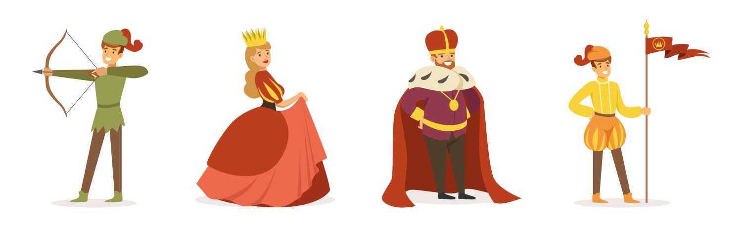 Medieval people characters from european historic Vector Image