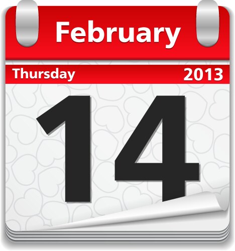 February 14 calendar daily icon Royalty Free Vector Image