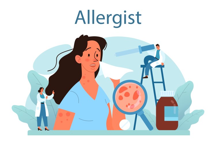 Allergist concept disease with allergy symptom Vector Image