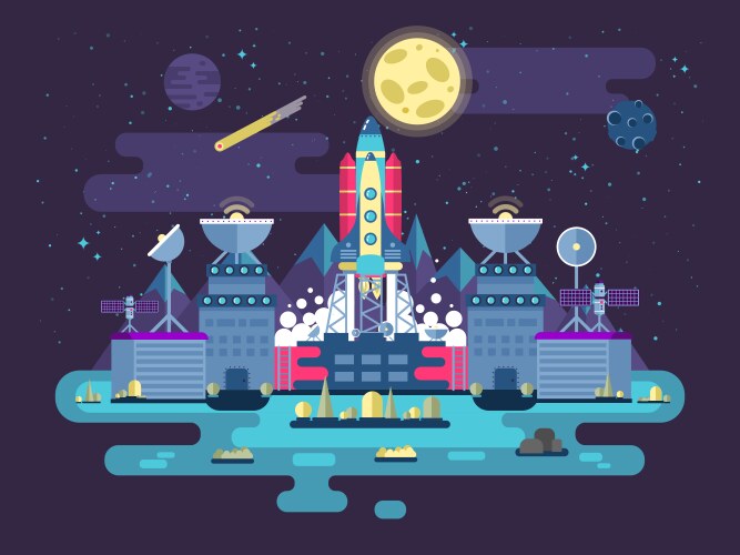 Future space station or starship cartoon Vector Image