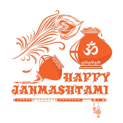 Happy janmashtami logo design for hindu festival Vector Image