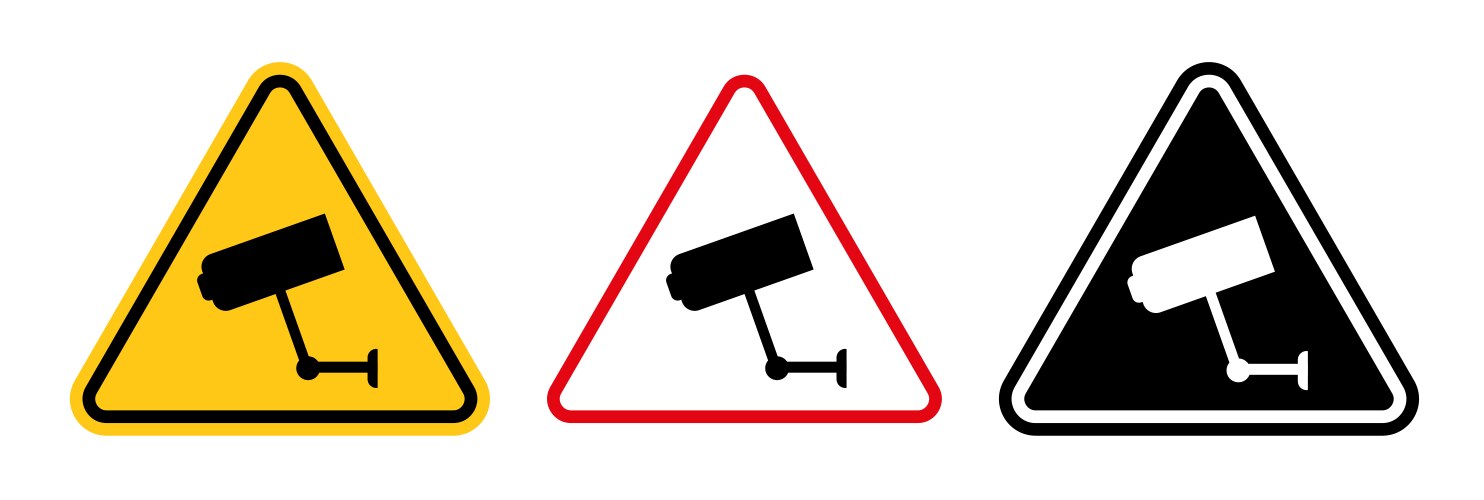 Video surveillance sign icon set monitored area Vector Image
