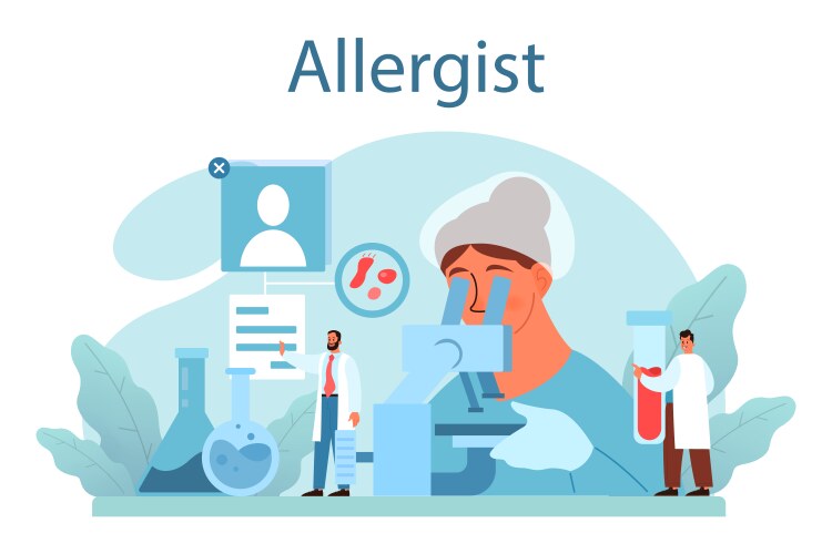 Allergist concept disease with allergy symptom Vector Image