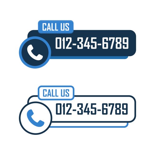 Call us button icon in flat style phone number Vector Image