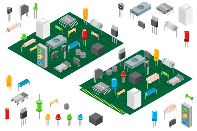 Electronics components kit Royalty Free Vector Image
