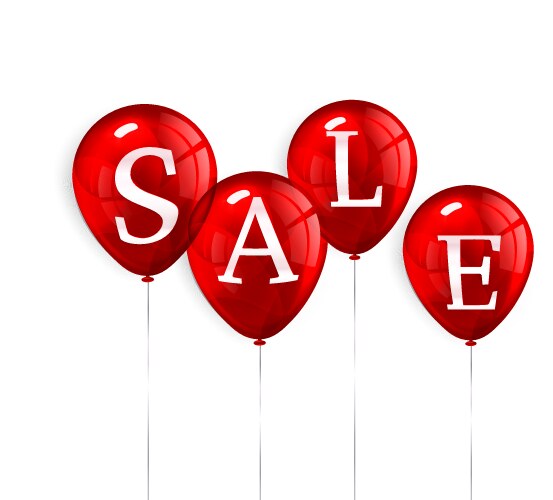 Red balloons with sale isolated on white Vector Image