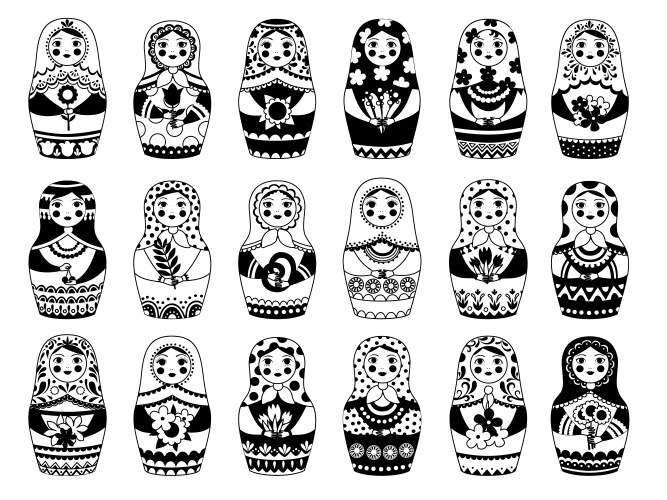 Russian dolls authentic traditional toys Vector Image