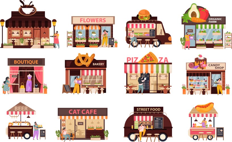 Different stores and shops icons set boutique Vector Image