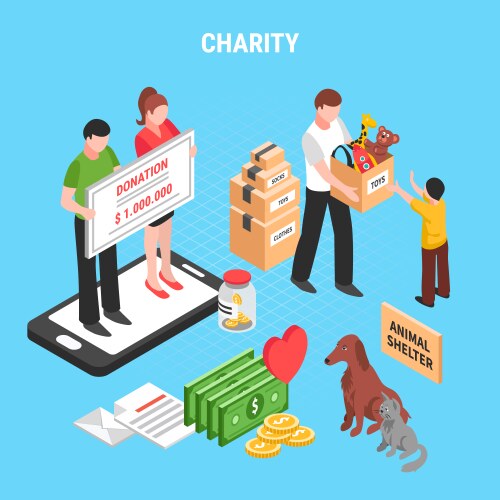 Charity giving and donation poster template Vector Image