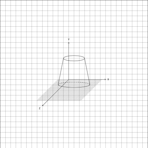 Vertical cone on coordinate grid notebook sheet Vector Image