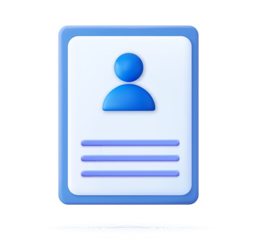 3d realistic icon modern resume concept cv Vector Image