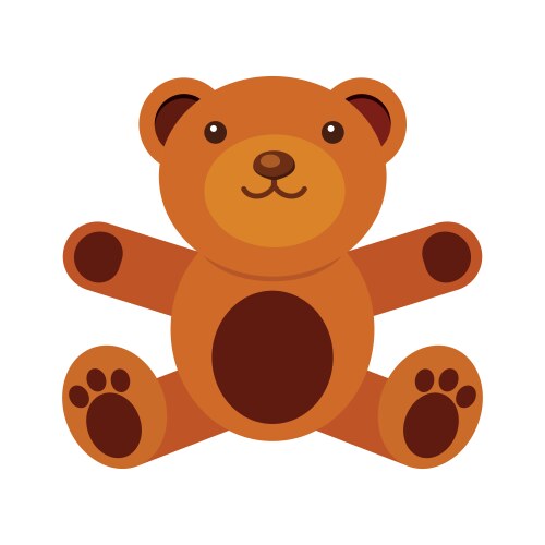 Cute brown teddy bear sitting down isolated Vector Image